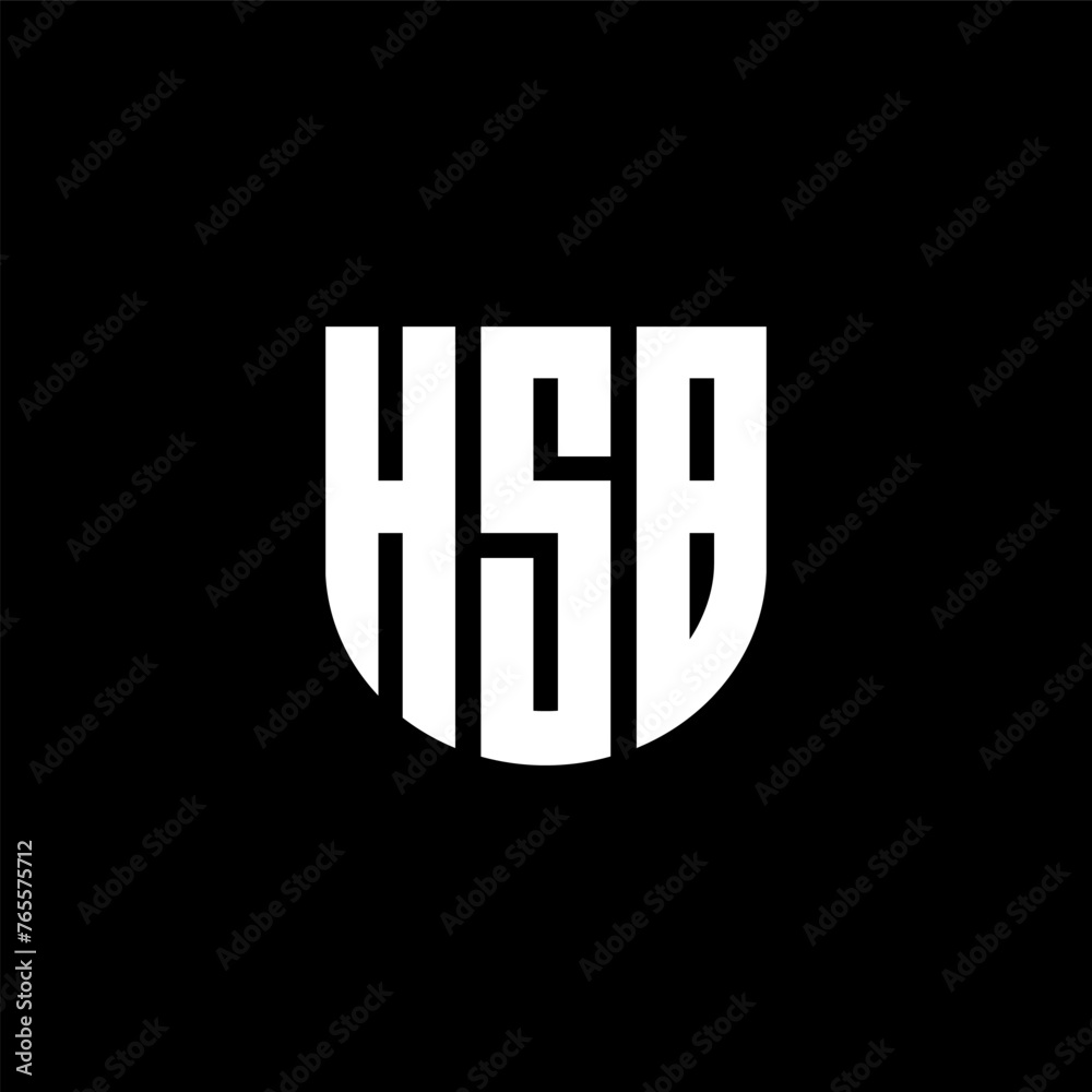 HSB letter logo design with black background in illustrator, cube logo ...