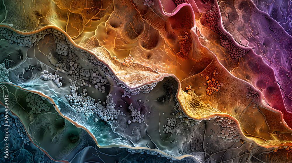 Human skin cells under the microscope, revealing the layered structure ...