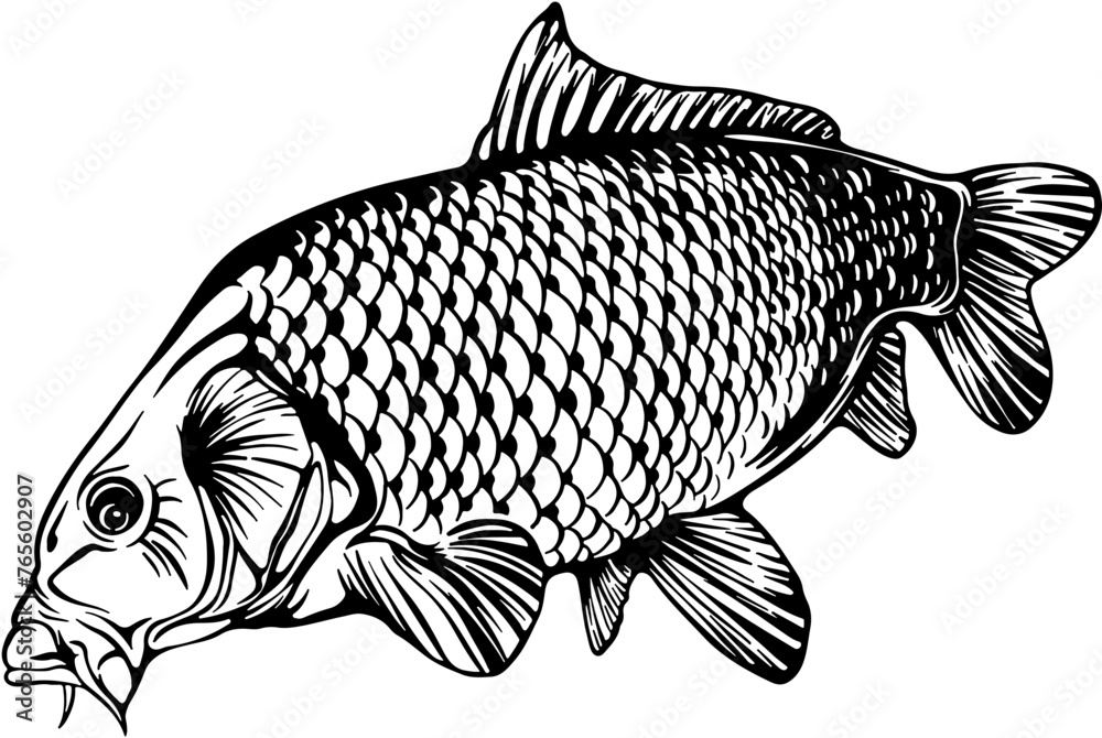 Vector de Stock Carp Fish Clipart, Carp Fish Svg ,Karp Svg ,Carp ...