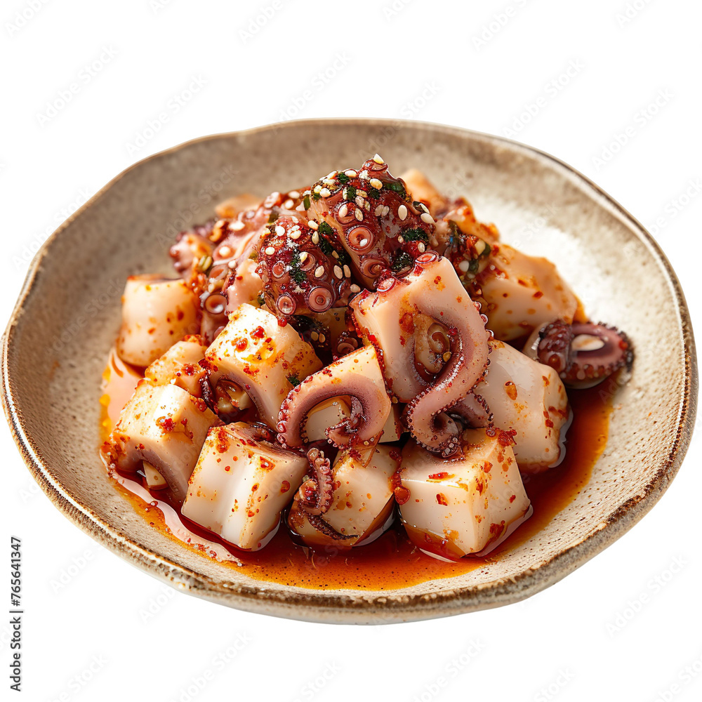 Front view of Sannakji with live Korean octopus sashimi, sliced into ...