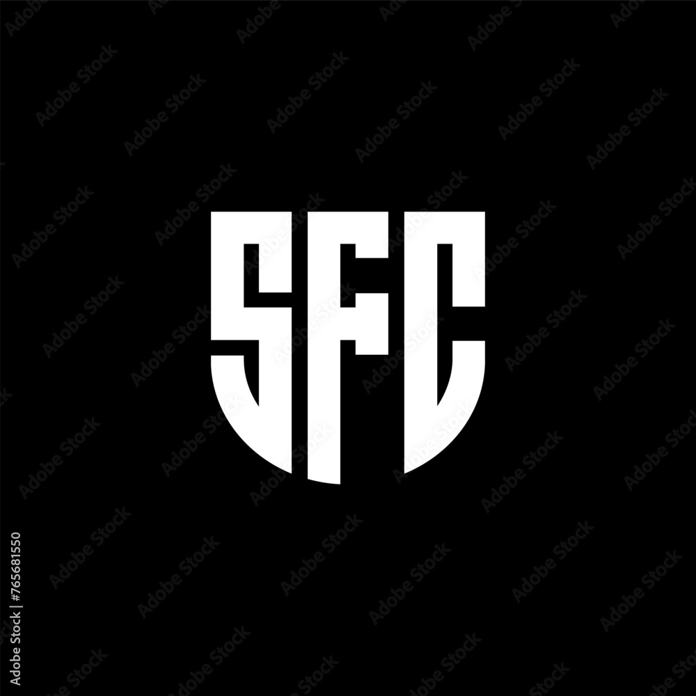 SFC letter logo design with black background in illustrator, cube logo ...
