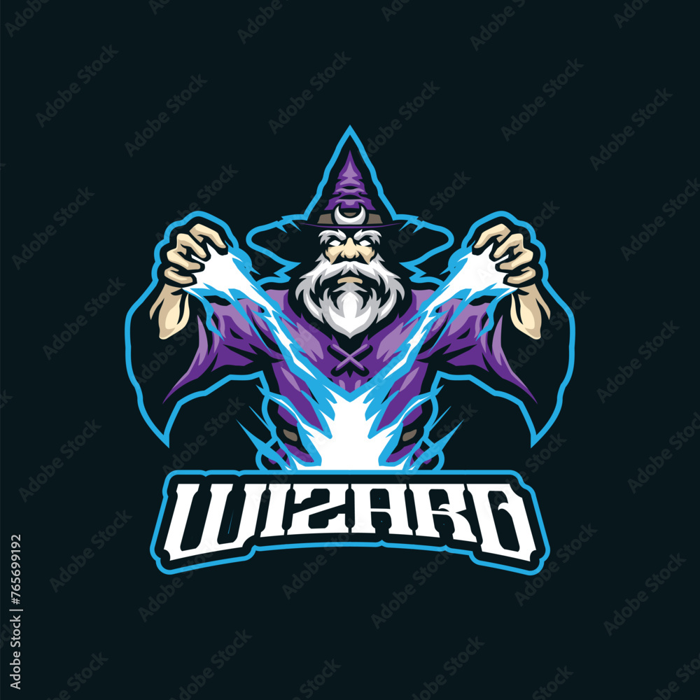 Wizard mascot logo design with modern illustration concept style for ...
