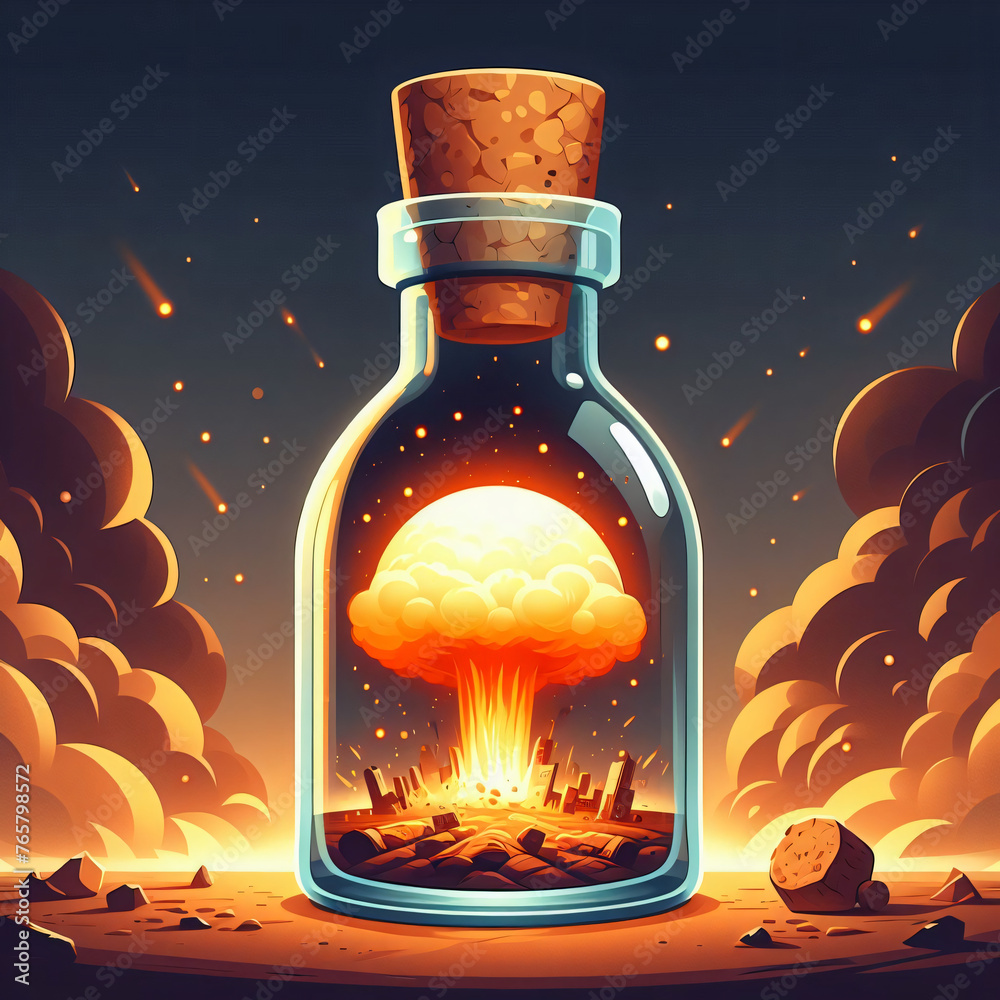 Captivating illustration of a nuclear explosion contained within a ...
