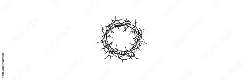 Continuous one line drawing of Christ's crown of thorns. Stock Vector ...