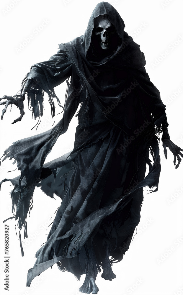 Grim Reaper Flying in Tattered Robe - Isolated Transparent Background ...