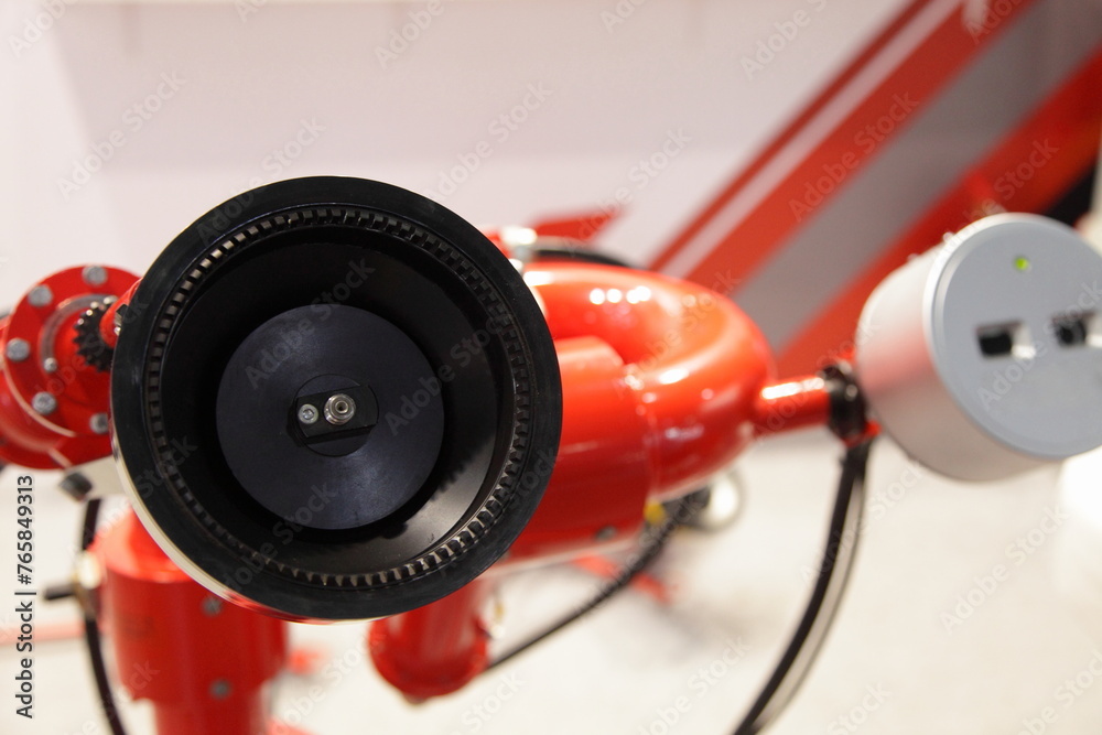 Fire hose nozzle of the automatic fire extinguishing system Stock Photo ...