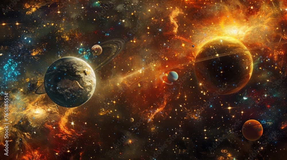 This image captures a rare alignment of planets, creating a mesmerizing ...