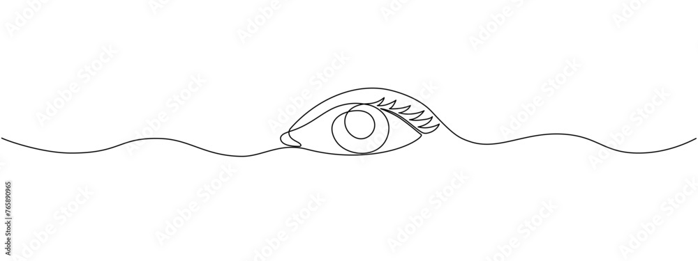 Linear minimalistic eye drawing. One continuous editable single line ...