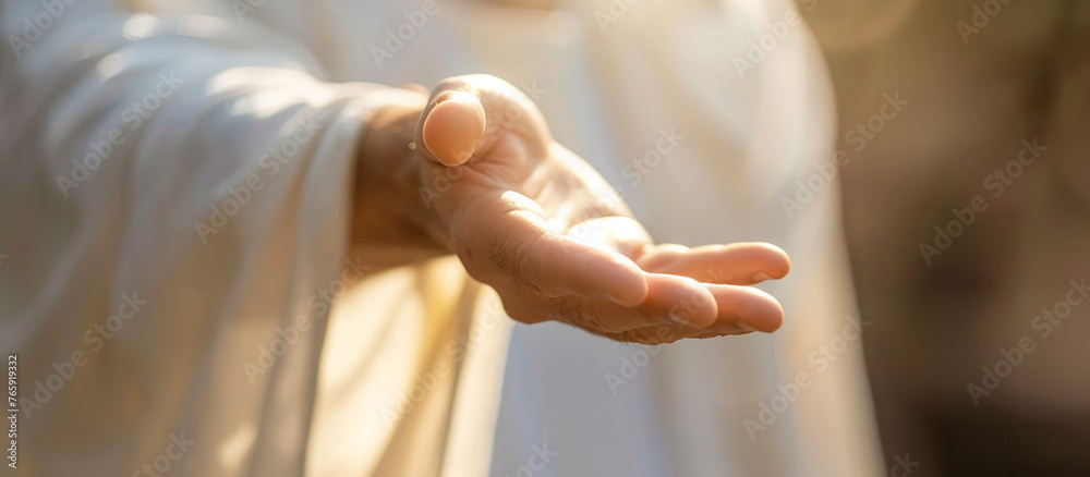 Jesus reaching out his hand against dark background Resurrected Jesus Christ reaching out hand ...