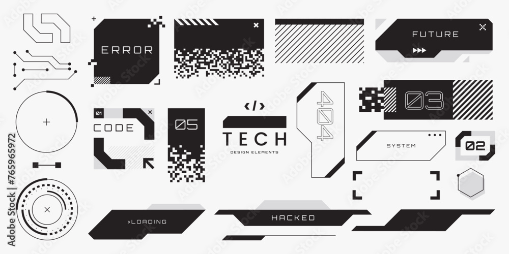 Abstract tech elements collection. Futuristic HUD design elements. Hi ...