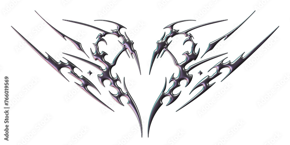 Succubus womb tattoo. Cyber sigilism, Demon heart sigil, 3D chrome ...