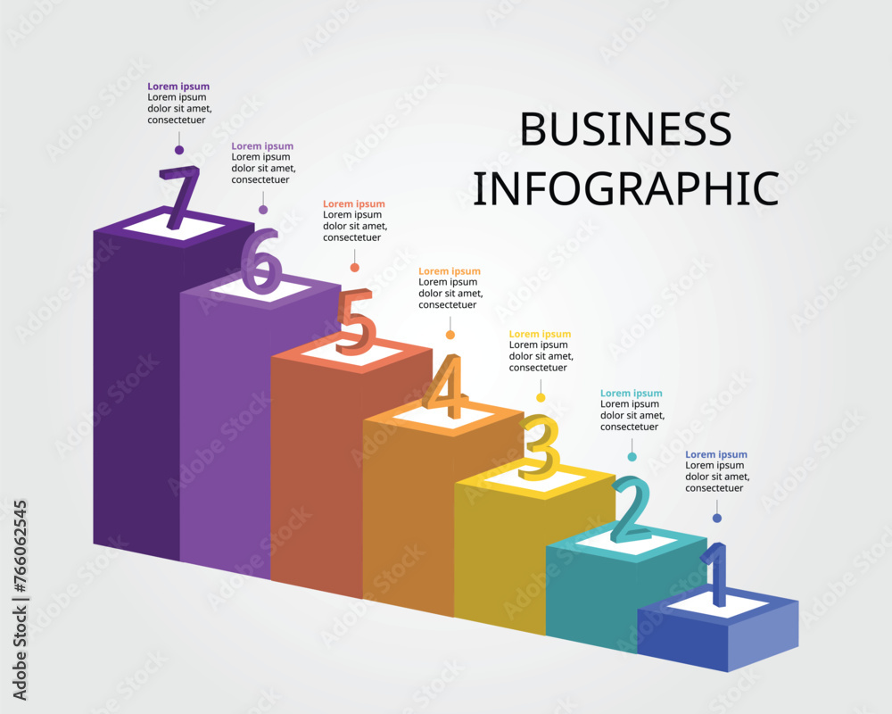 Graph template level number for infographic for presentation for 7 ...