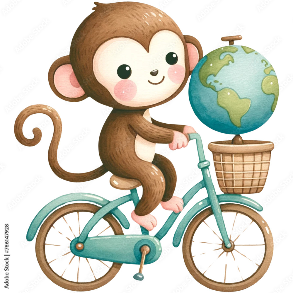 cute monkey earth day, monkey clipart, green earth day,save the world ...
