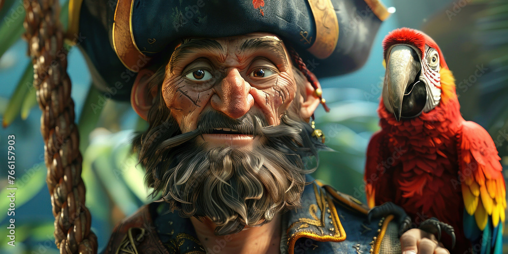 Mysterious and exciting scene from a pirate adventure movie set at sea ...