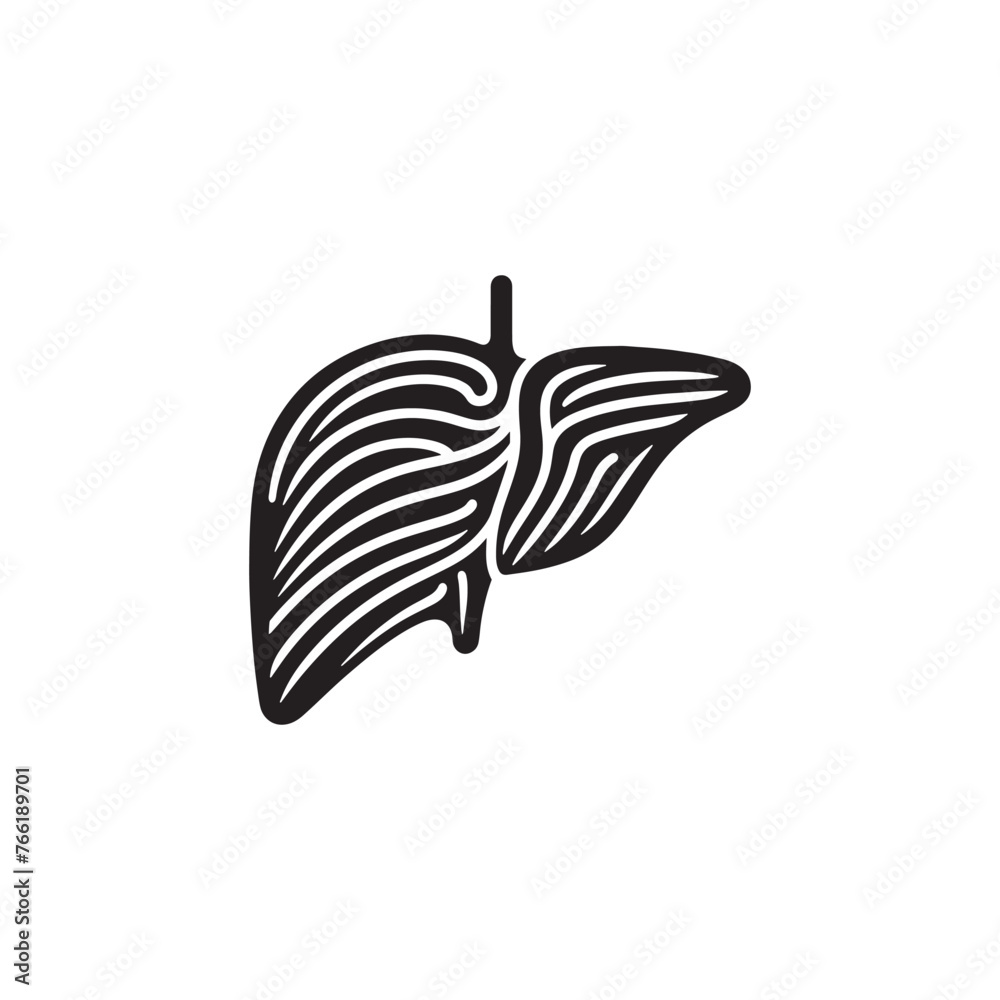 Human Liver Silhouette Vector: Depicting the Organ's Shape and Function ...