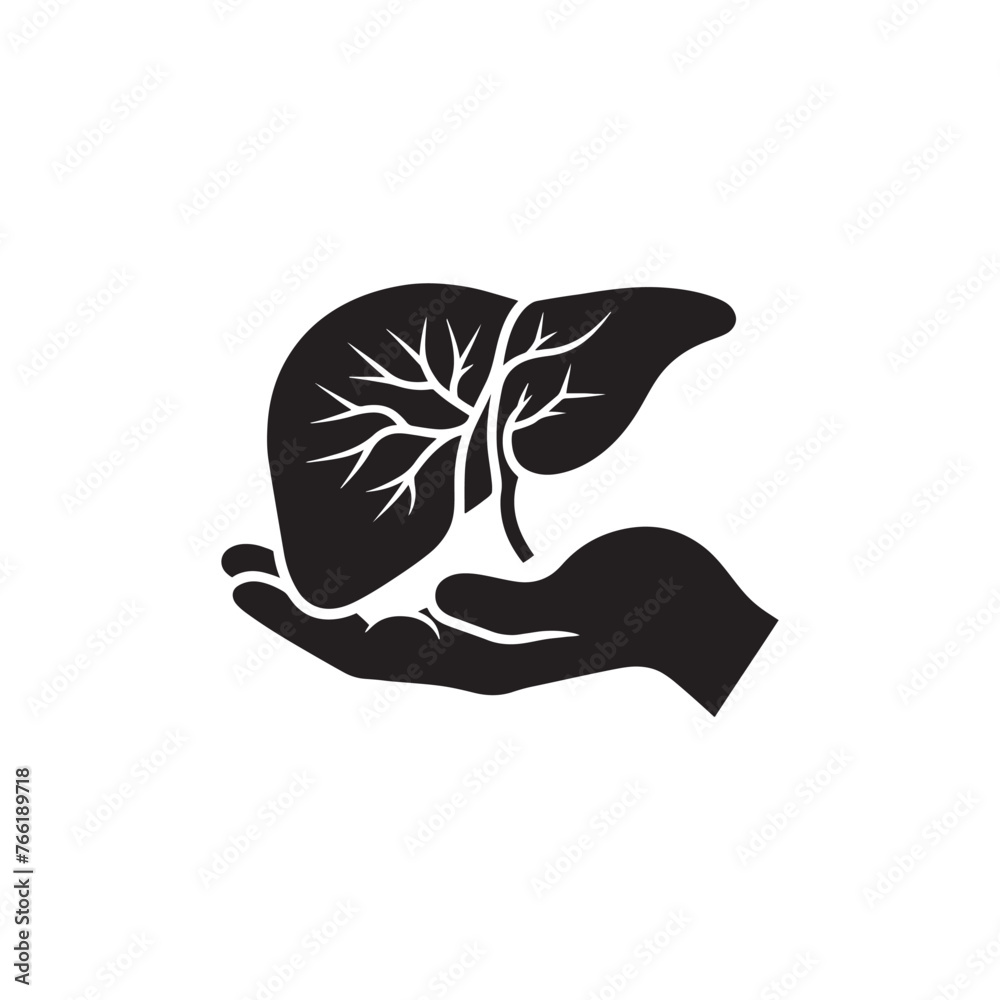Human Liver Silhouette Vector: Depicting the Organ's Shape and Function ...