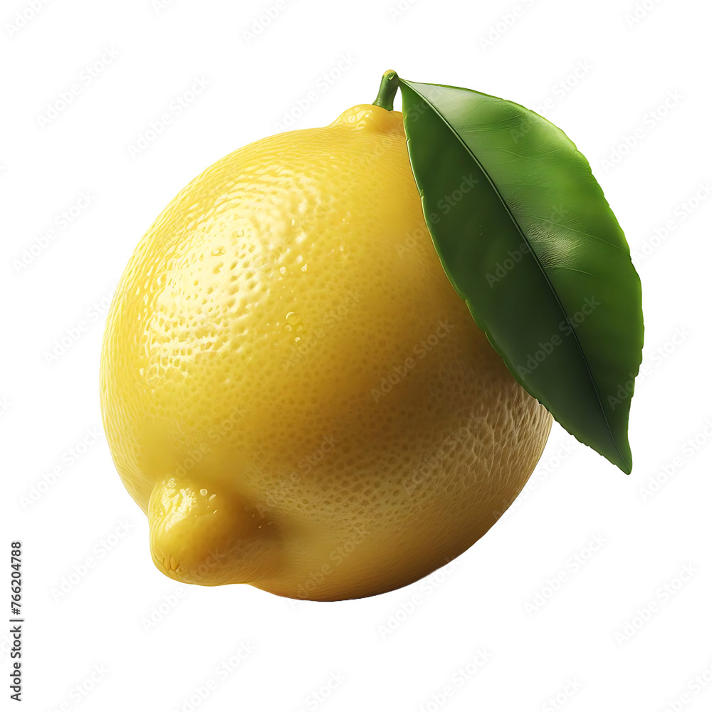 Fresh lemons with green leaves on transparent background. Healthy ...