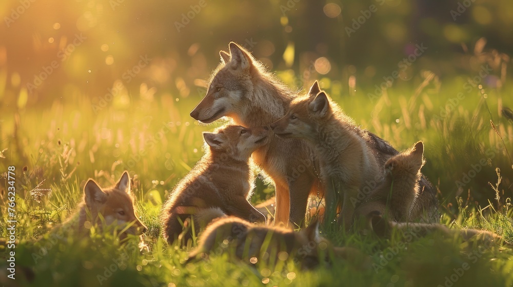 Scenes of adorable wolf pups playfully tumbling and frolicking together ...