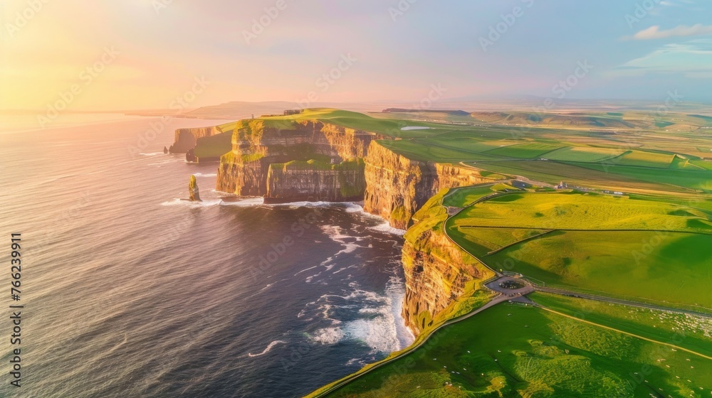 World famous Cliffs of Moher, one of the most popular tourist ...