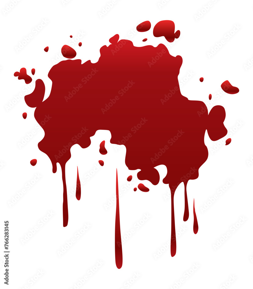 Blood splash or splatter. Red paint spot drip, drop or stain blot ...