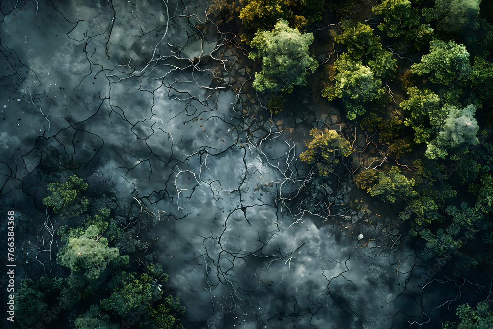 The concept of climate has changed. Half alive and half dead tree ...