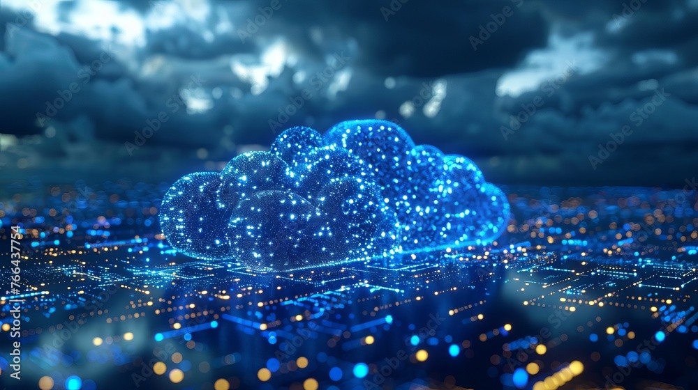 Design concept illustrating cloud computing, featuring devices ...