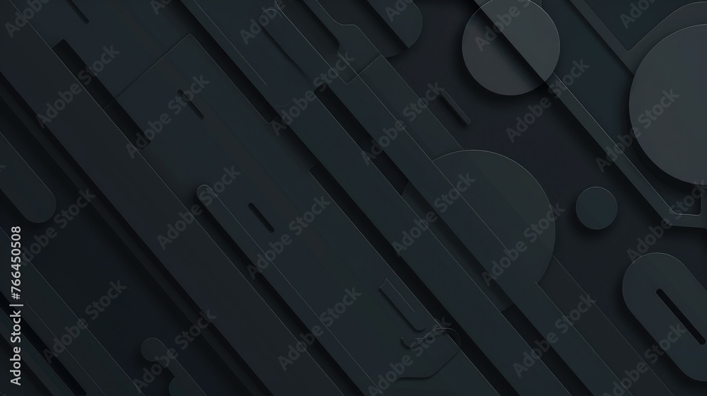 Abstract geometric elements Displayed in white against a solid black ...