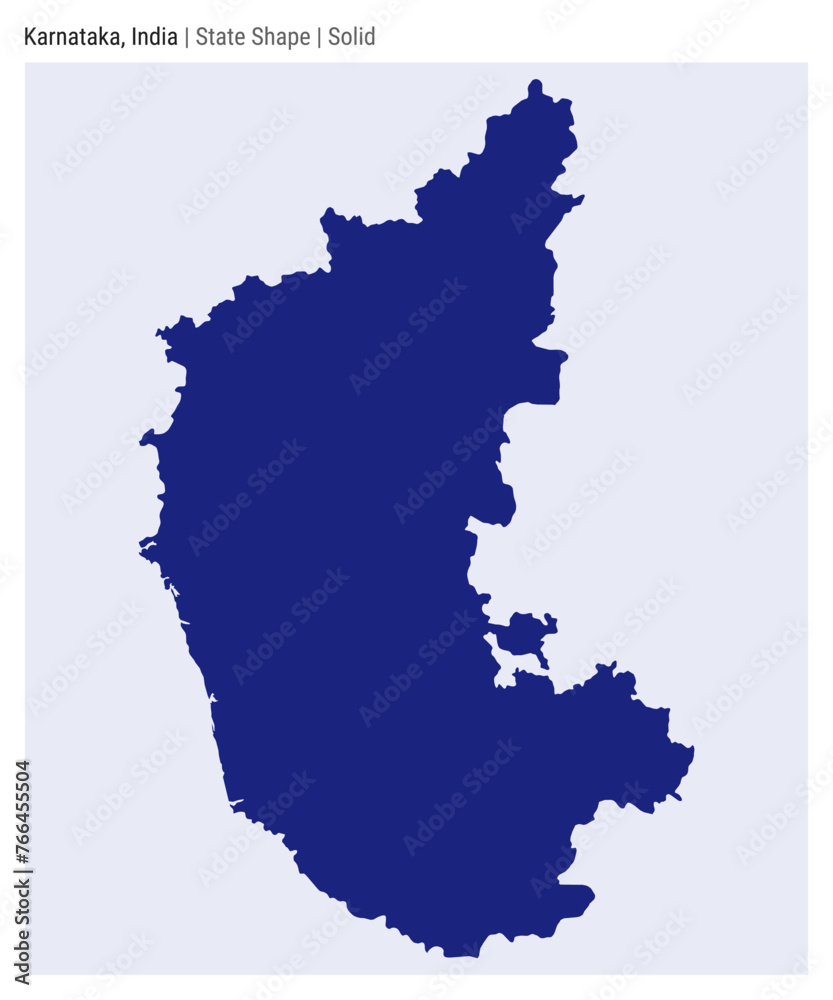 Karnataka, India. Simple vector map. State shape. Solid style. Border ...