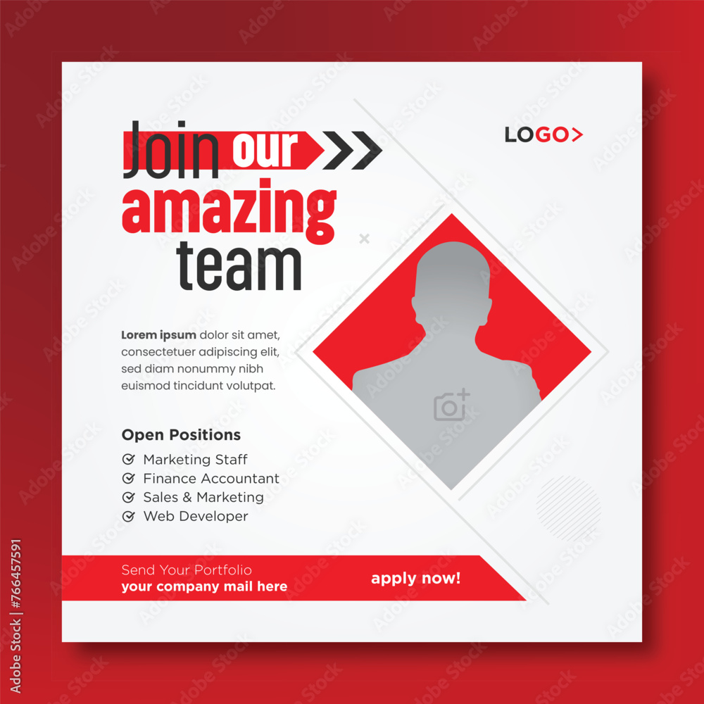 We are hiring job vacancy social media post design template. square web ...