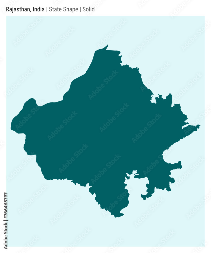 Rajasthan, India. Simple vector map. State shape. Solid style. Border ...