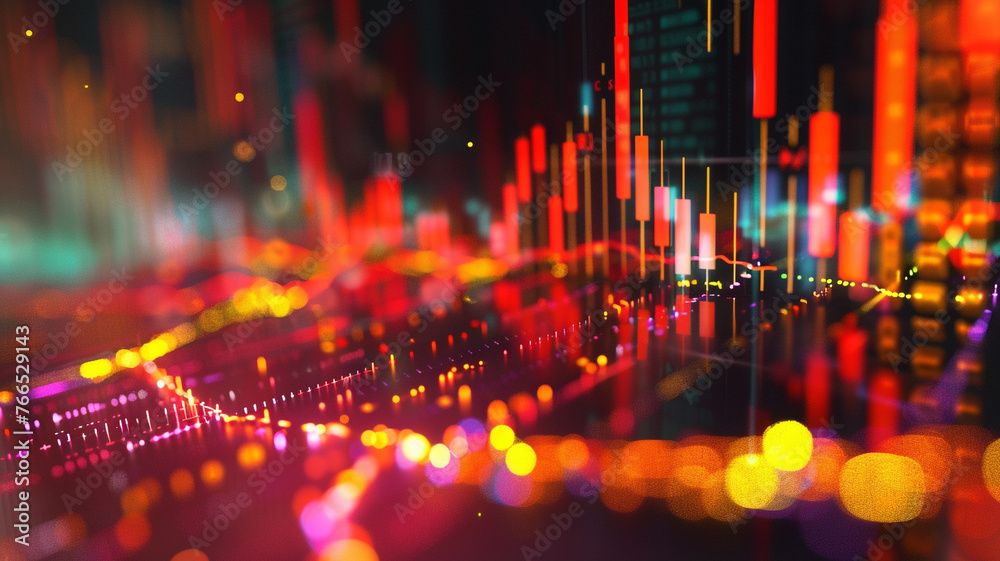 A dynamic visualization of stock market fluctuations, with colorful ...