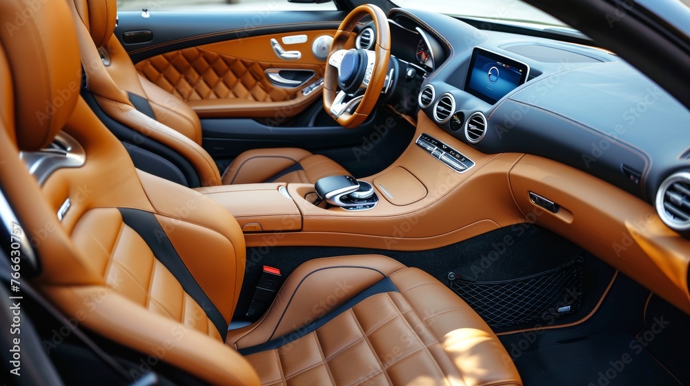 Modern sports car interior featuring leather seating and advanced ...