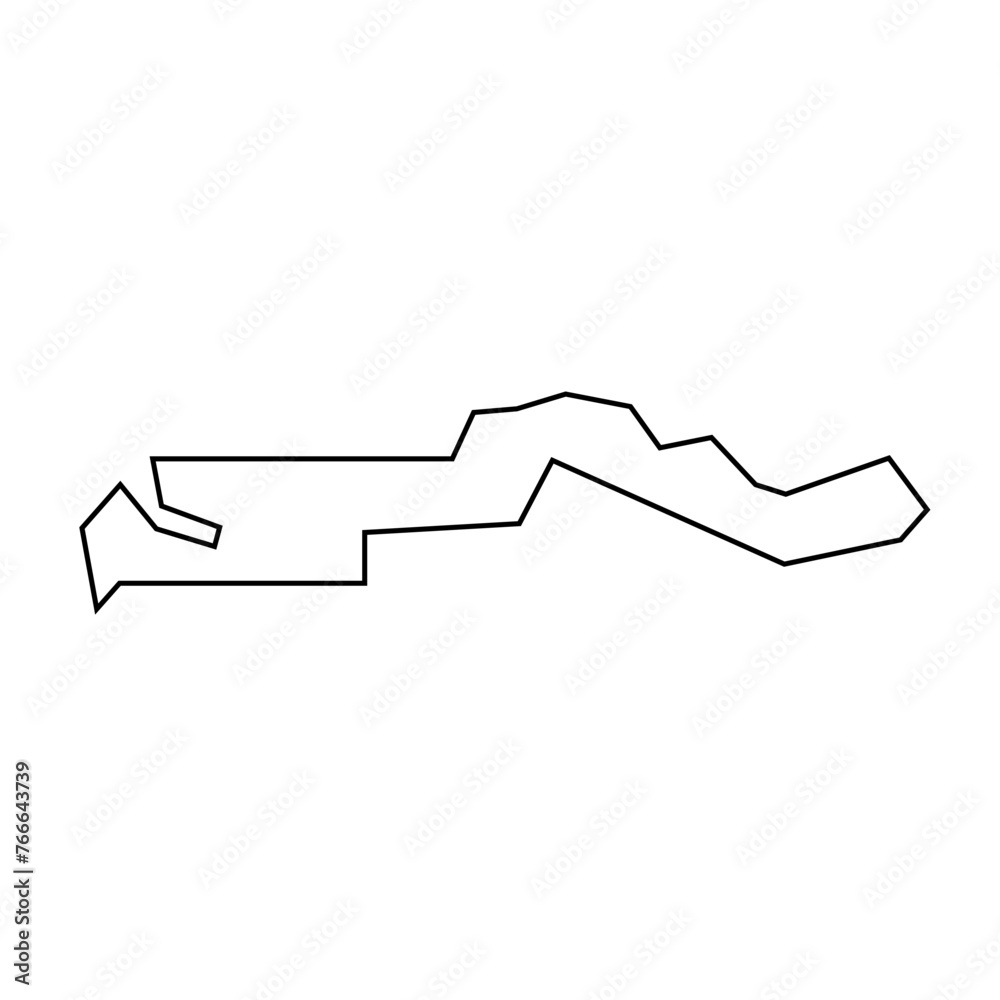 Gambia country thin black outline silhouette. Simplified map. Vector ...