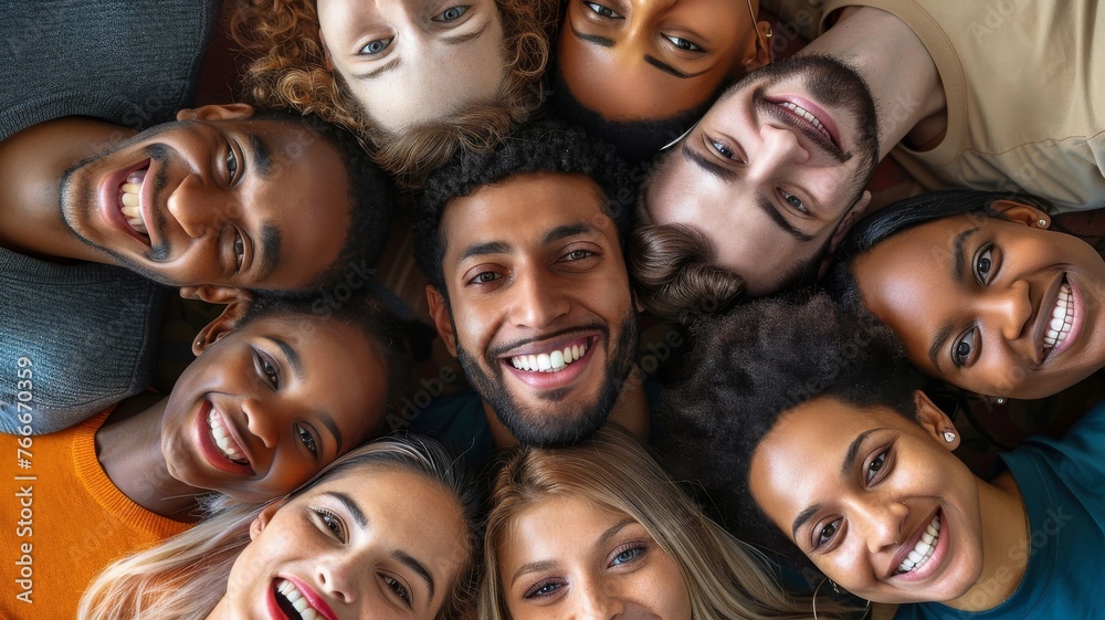 Radiant circle of friends from diverse backgrounds. Evoking inclusivity ...