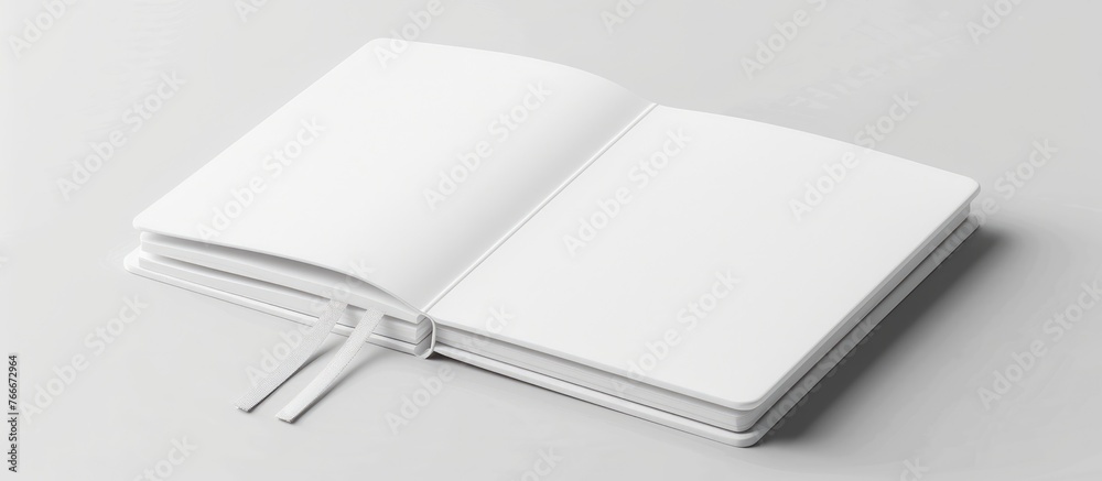 Design idea: Overhead perspective of a white notebook with an elastic ...