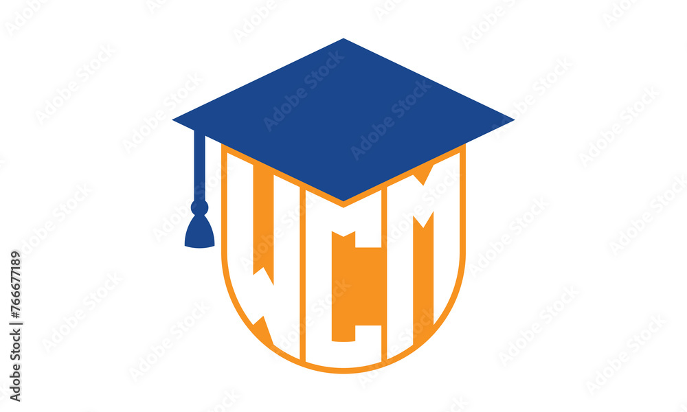 WCM initial letter academic logo design vector template. school college ...