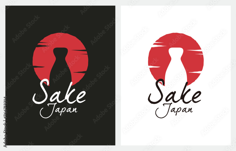 Sake Japan logo design, Bar and Restaurant logo, flat style isolated on ...