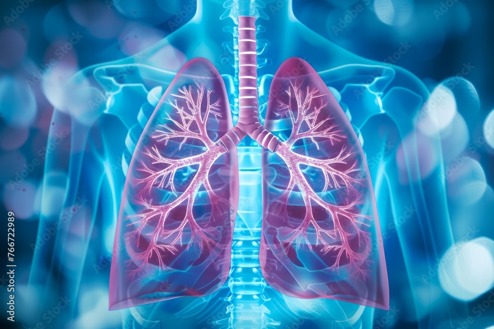 Human Respiratory System Anatomy Illustration with Lungs and Airway on ...