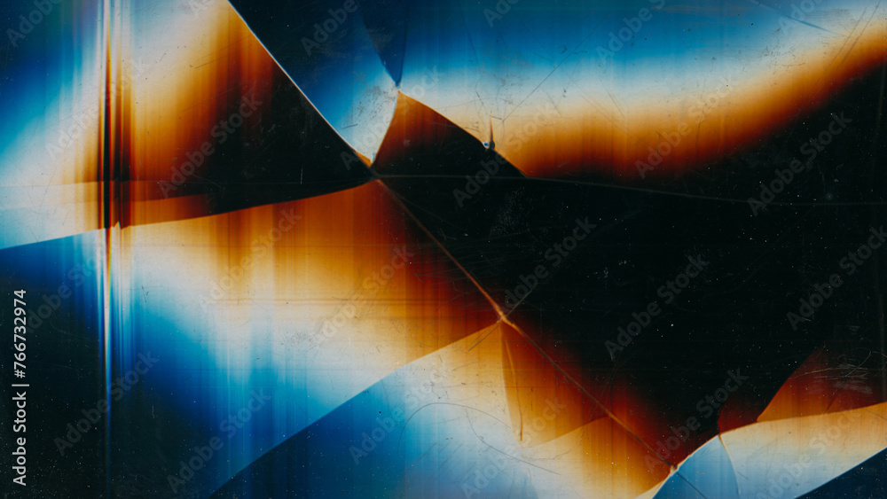 Cracked screen. Matrix distortion. Broken glass. Blue orange white ...