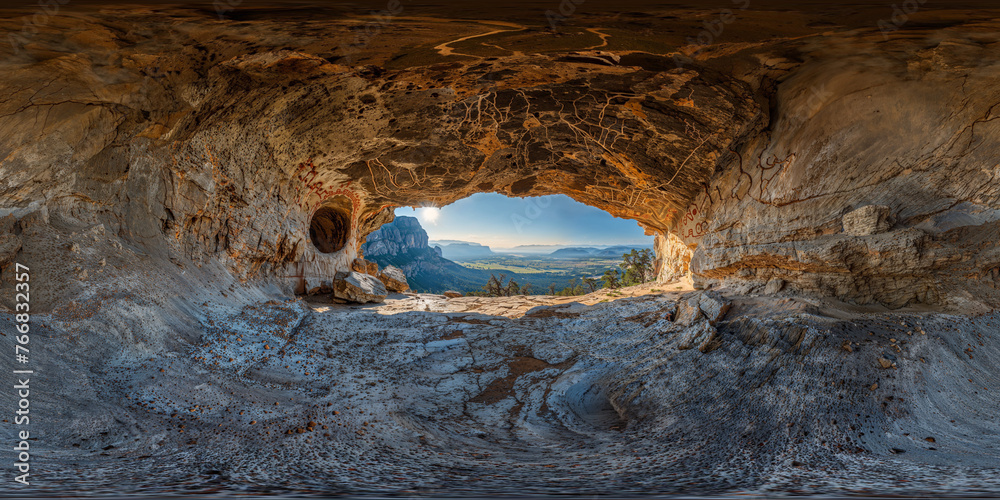 Foto de Stock Prehistoric Cave VR HDRI 360 degre equirectangular ...