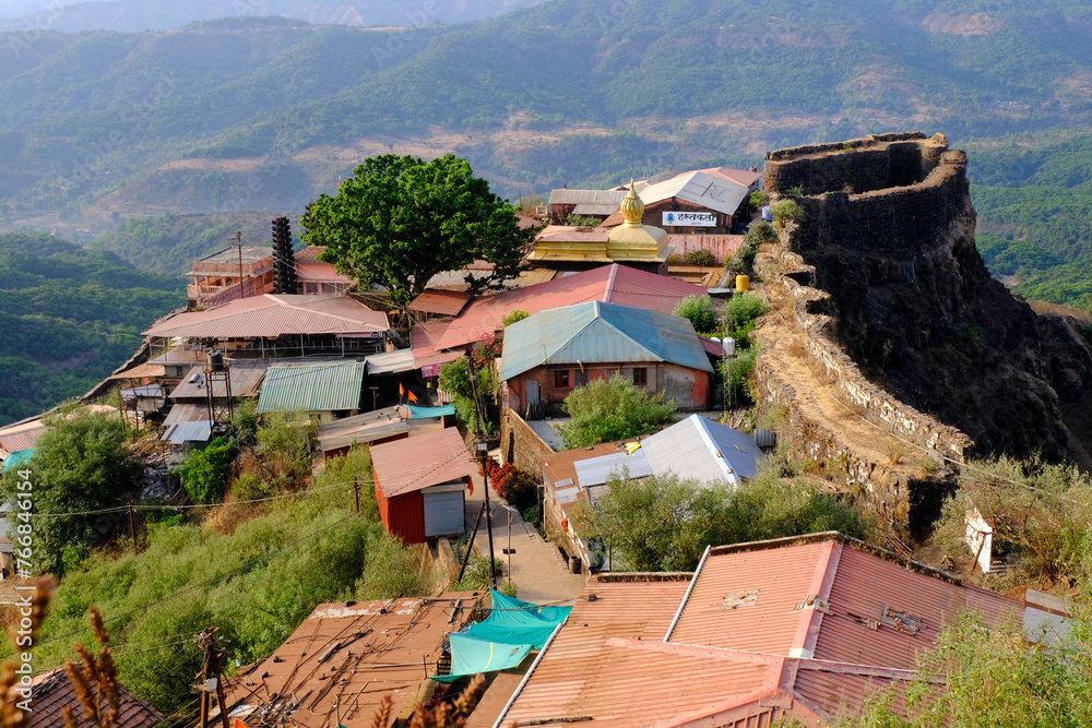 Stock-Foto „24 March 2024, Pratapgad: Historic Maratha fort, one of the ...