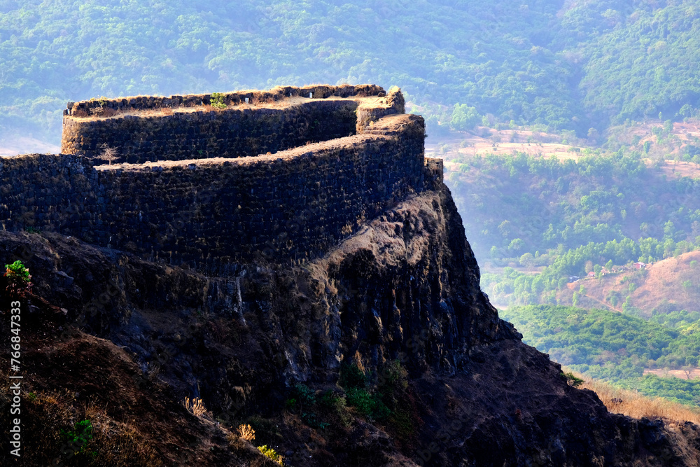 Stock-Foto „24 March 2024, Pratapgad: Historic Maratha fort, one of the ...