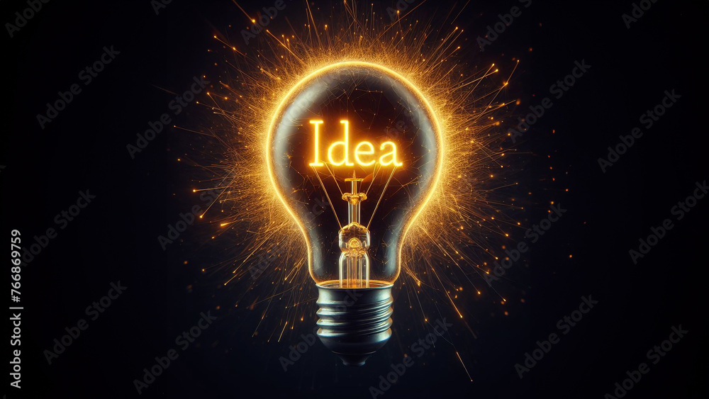 Bright Sparks: Light Bulb with 'Idea' Filament Glows, Signifying the ...