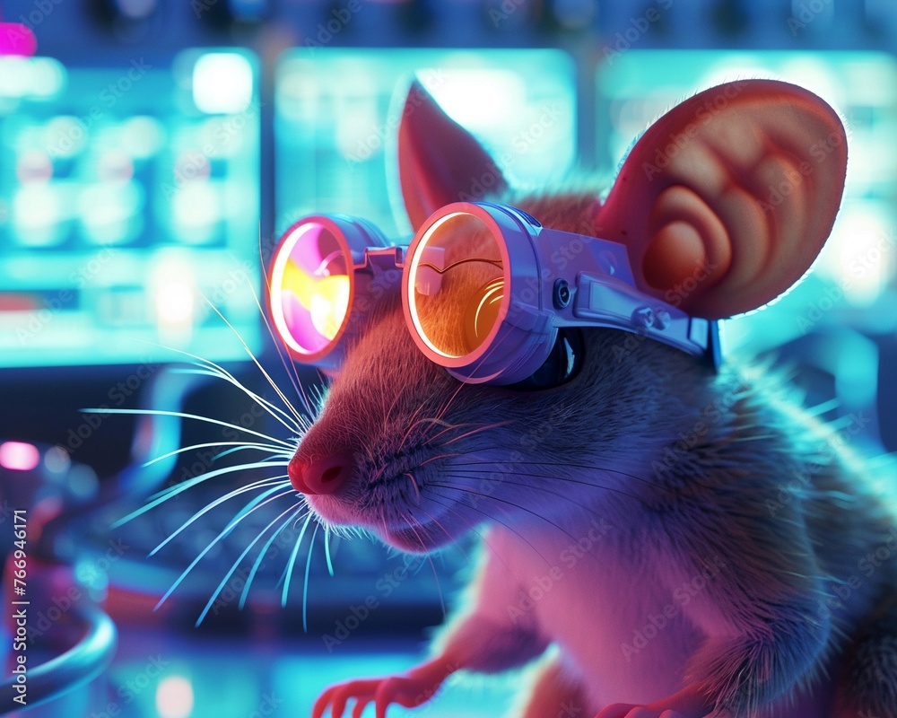 anthropomorphic, A mouse as a tech innovator, leading a team of ...