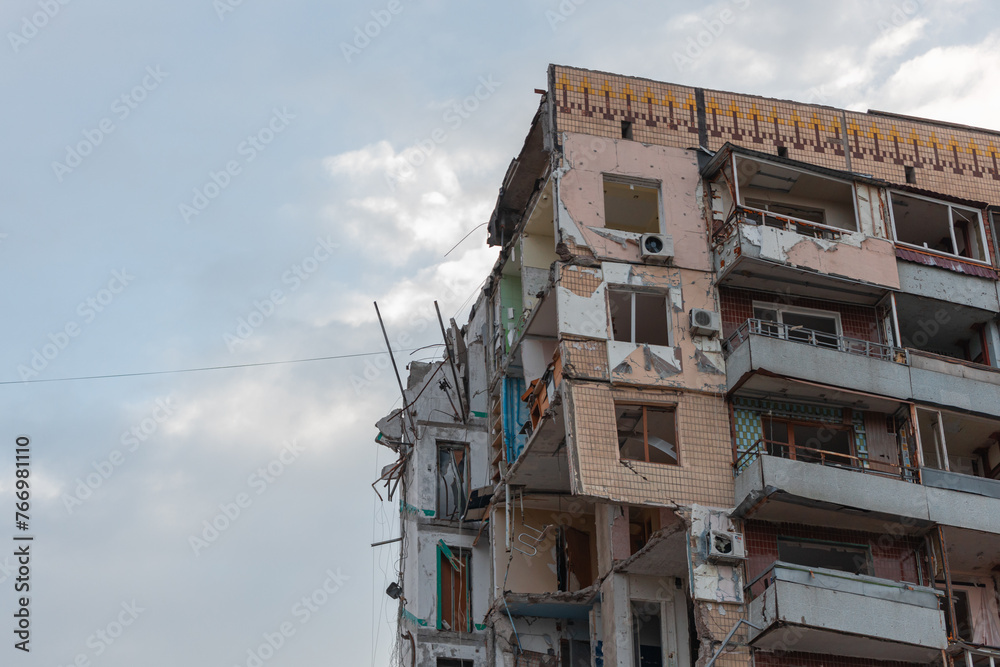 They began to dismantle parts of the building destroyed by the rocket ...