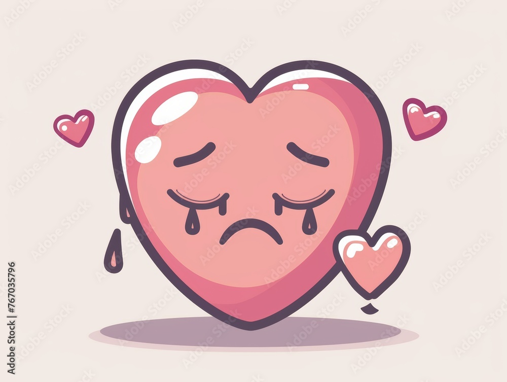 Sad Individual with Streaming Tears and Heavy Heart in a Pastel Color ...