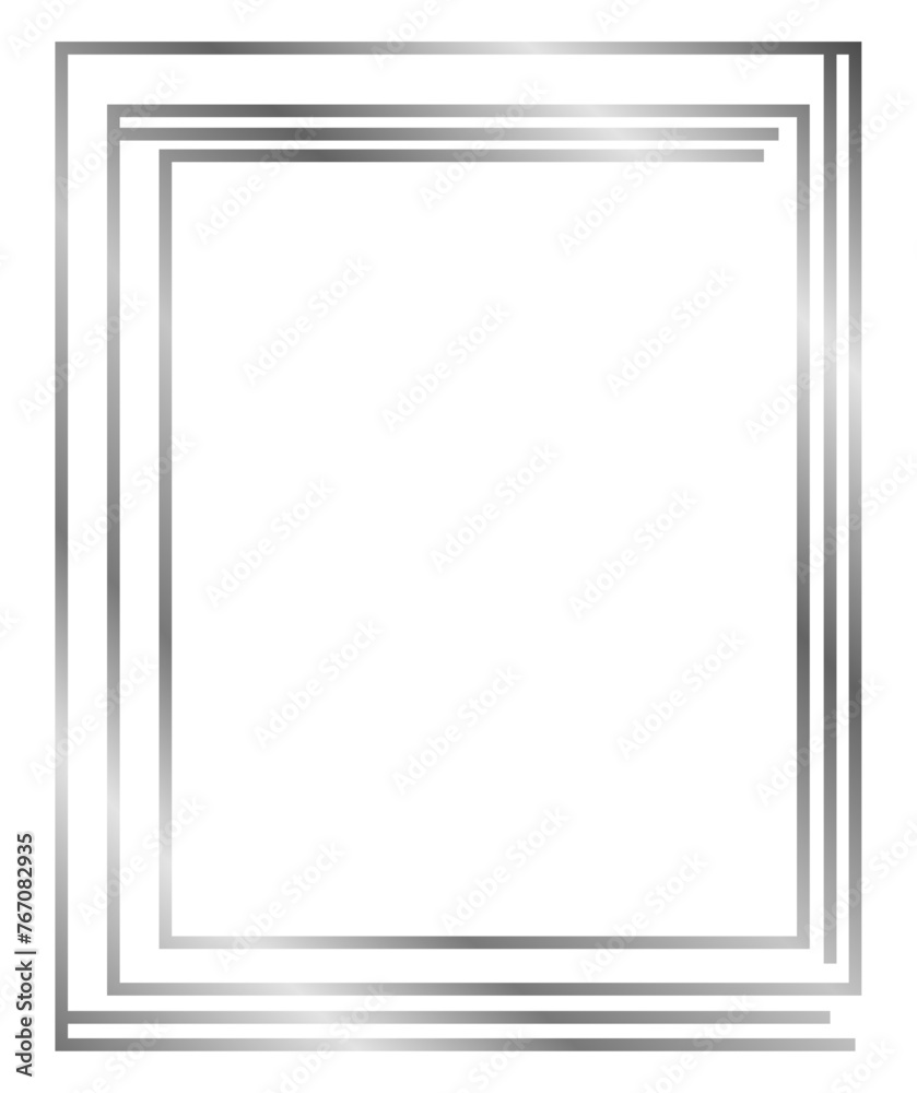 Silver metal frame isolated on white. Vector frame for photo. Frame for ...