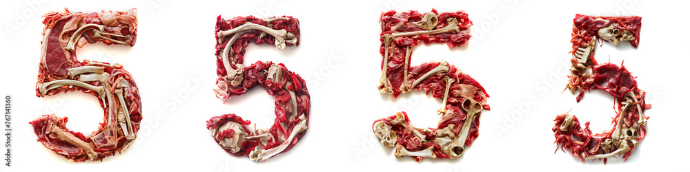 Number Five Horror alphabet and number concept. Halloween isolated text ...