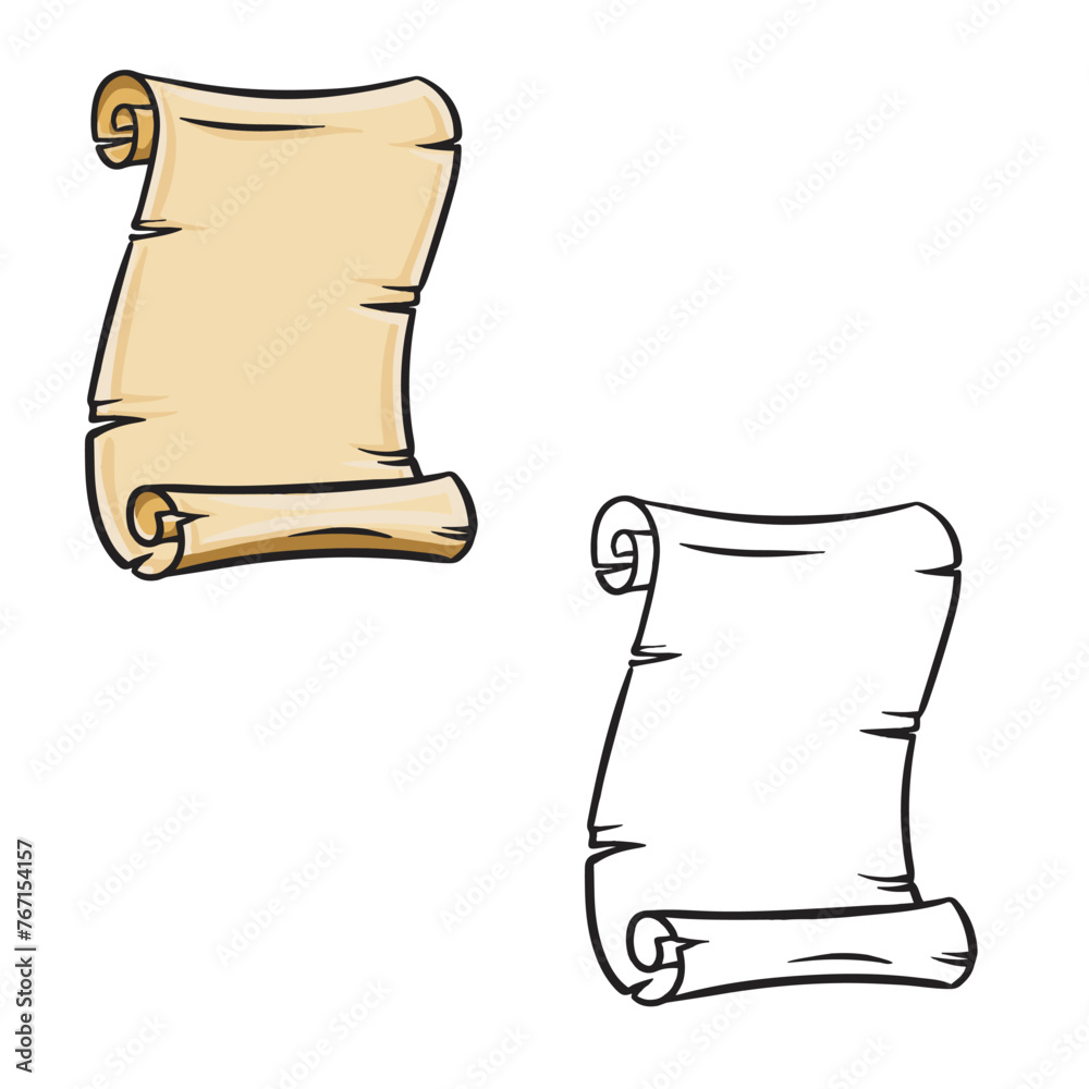 scroll drawing with line art style. Simple design outline style. Vector ...