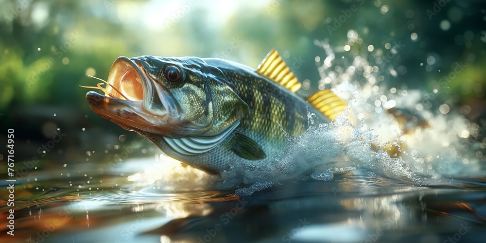 Black Bass with Prey in Mouth created with Generative AI Technology, ai ...